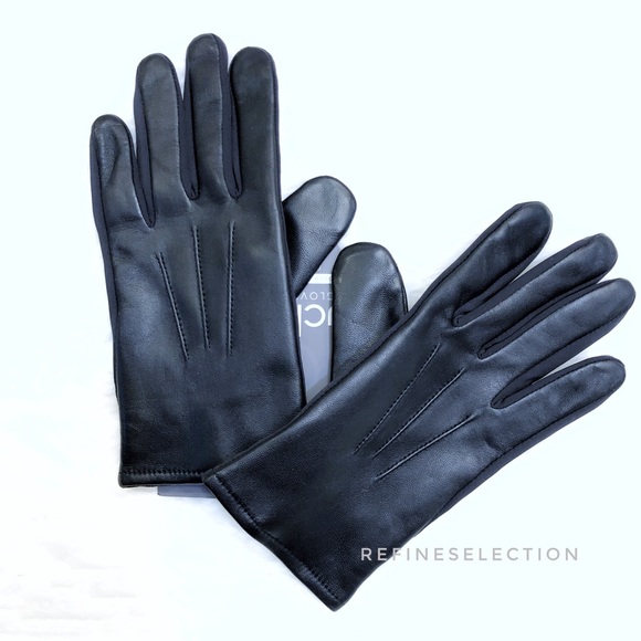 Fownes Brothers | Accessories | Fownes Lambskin Black Leather Fleece ...